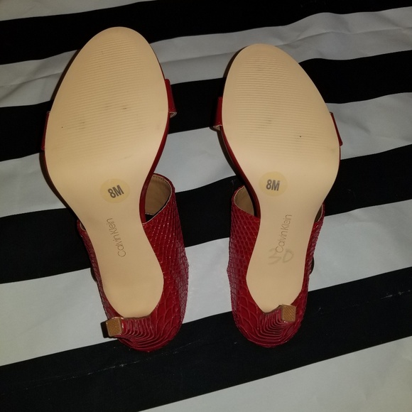 Calvin Klein | Shoes | Calvin Klein Cecily Python Red Dress Sandal ...